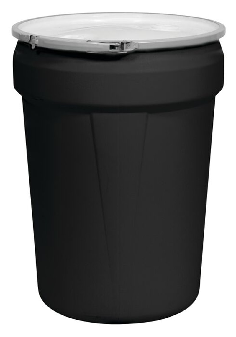 Black 30 Gal Plastic Drum Metal Lever-Lock | Bung Hole | 1601MBKBG2 | Eagle
