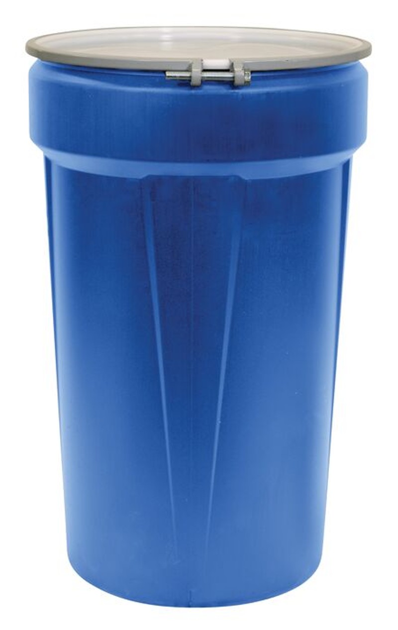 Blue 55 Gal Plastic Drum Lab Pack Open Head | Metal Bolt Ring, 1655MBBR ...