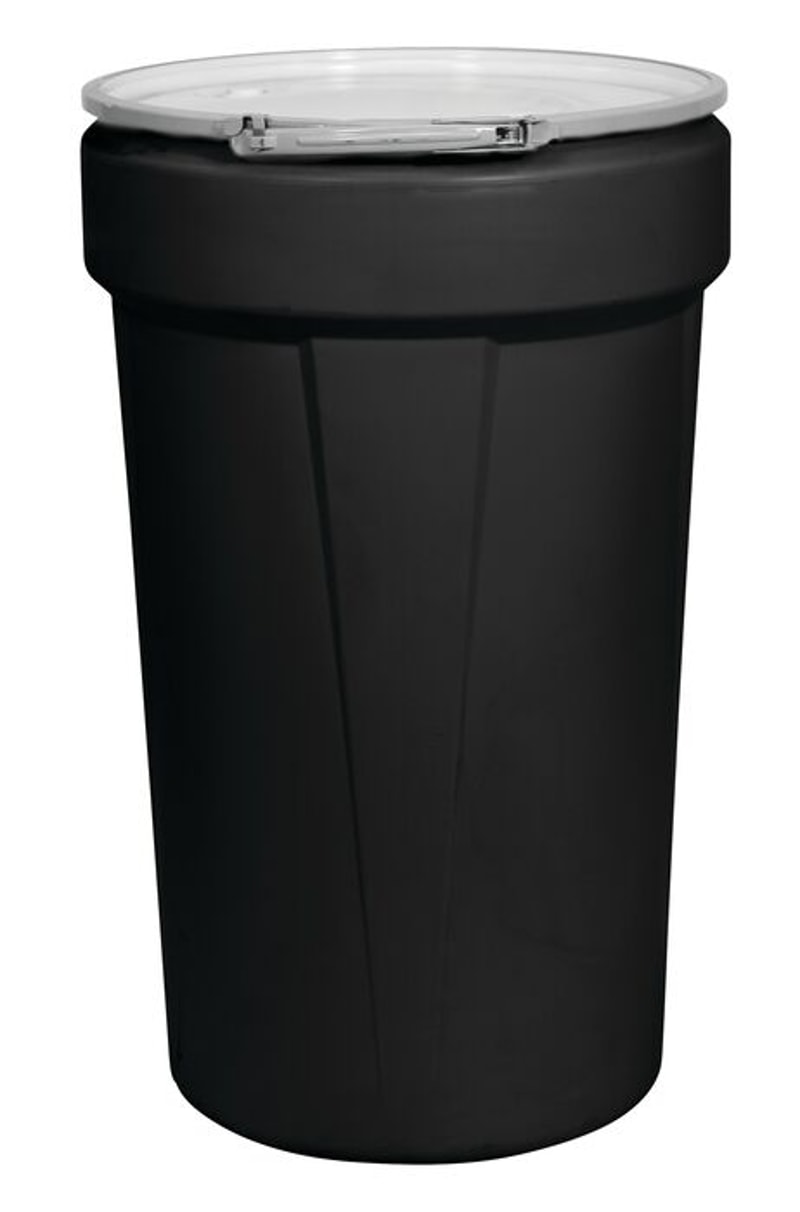 Black 55 Gal Lab Pack Open Head Poly Drum | Metal Lever-Lock, 1x2" 1x3 ...