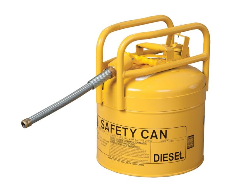 5 Gal Yellow Metal Steel Steel Diesel Safety Can | 7/8" Metal Hose ...