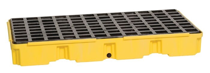 Yellow 2 Drum Modular Spill Containment Platform With Drain | 1632D | Eagle
