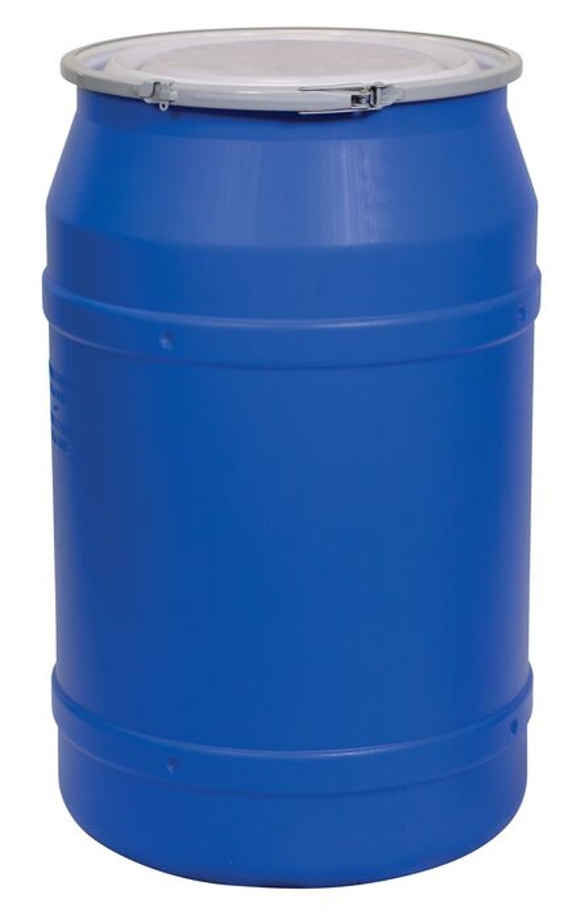 Blue 55 Gal Open Head Plastic Drum | Metal Lever-Lock | 1656MB | Eagle