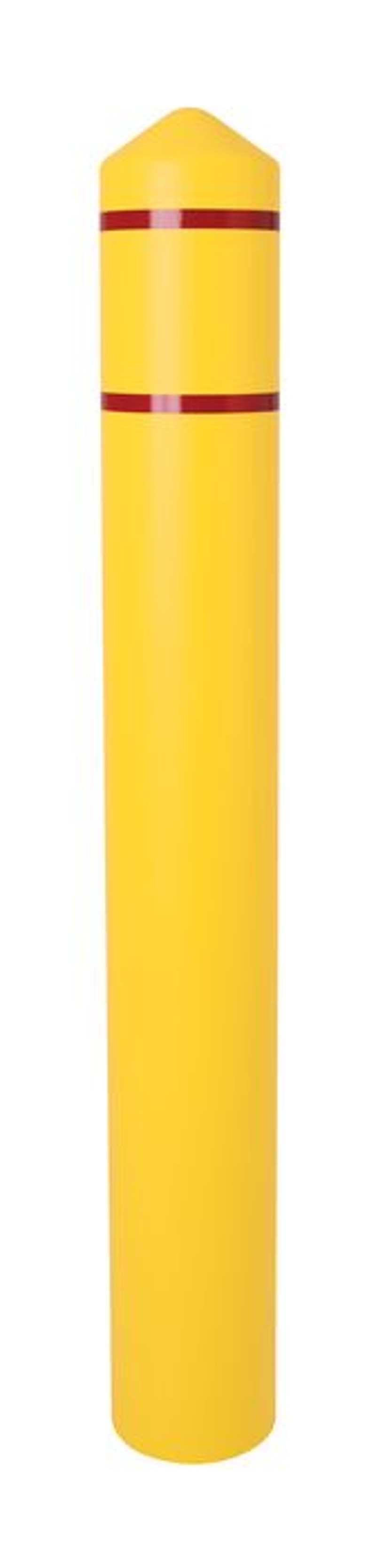 Yellow 8" x 57" Bollard Post Cover | Red Reflective Stripes | 1737YRS ...