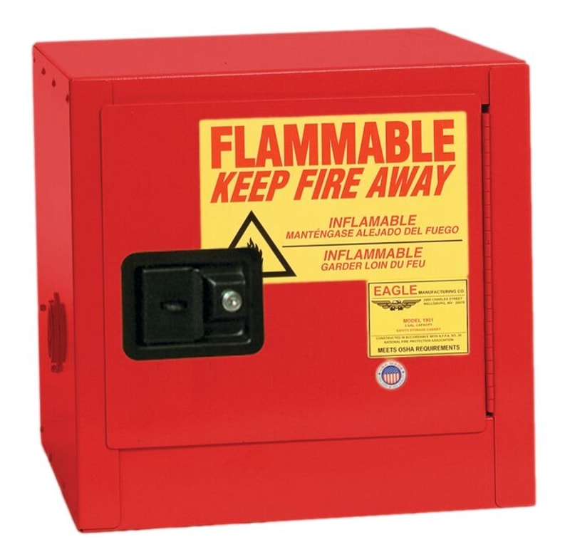 2 Gallon Fire Cabinet, 1 Shelf, 1 Door, Manual Close, Bench Top, Red ...