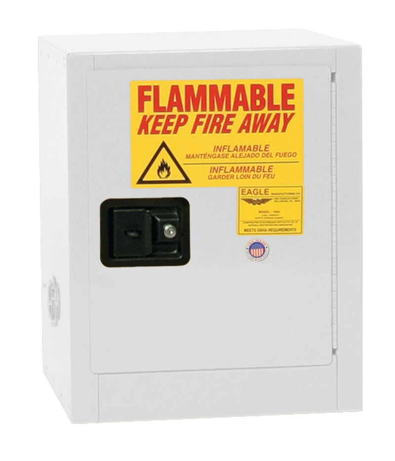 4 Gallon Fire Cabinet, 1 Shelf, 1 Door, Self Close, Bench Top, White ...