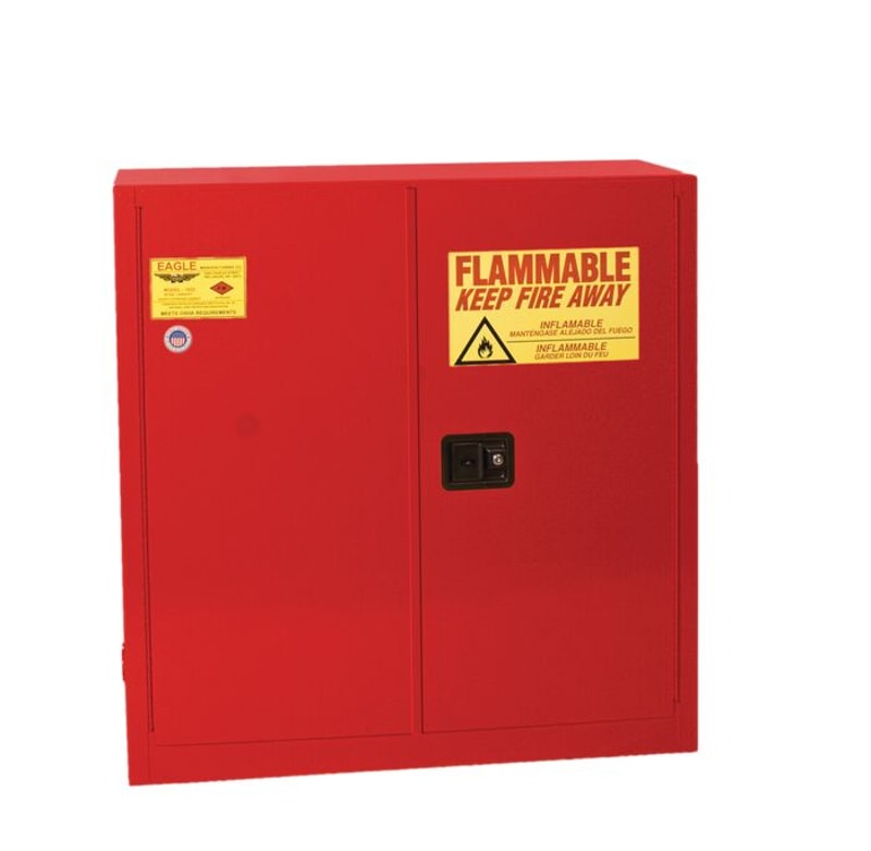 30 Gallon Fire Cabinet, 1 Shelf, 2 Doors, Sliding Self Close, Red ...