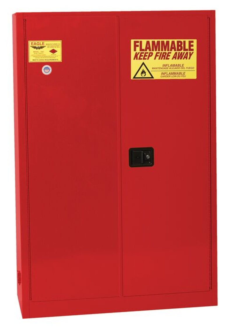 45 Gallon Fire Cabinet, 2 Shelves, 2 Doors, Sliding Self Close, Red ...