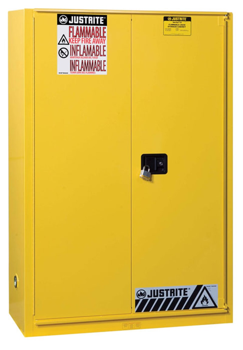 Yellow 45 Gal Flammable Safety Cabinet | 1 Bi-Fold Close Door | 894580 ...