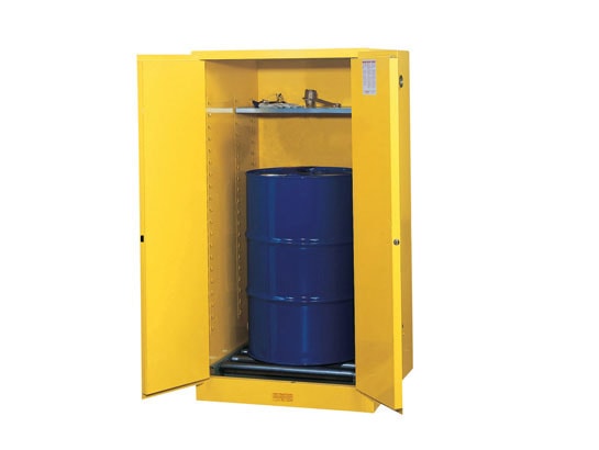 Yellow 55 Gal Safety Cabinet With Drum Rollers | 2 Self-Close Doors ...