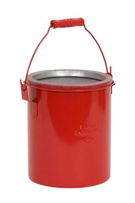 6 Quart Red Steel Bench Can | Dasher Screen, Lid | B606 | Eagle