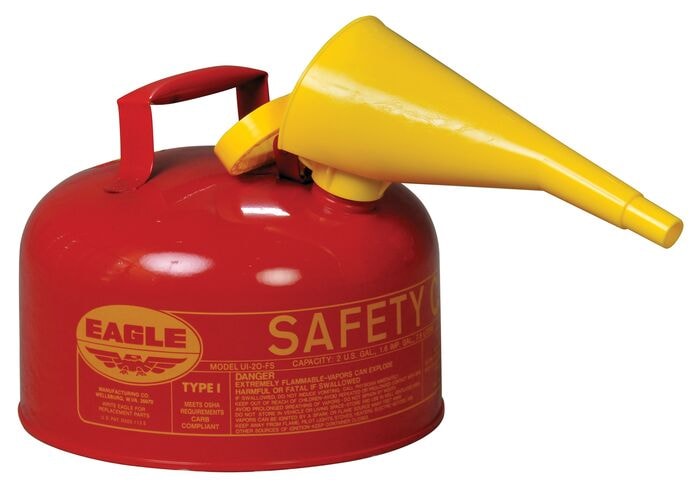 2 Gal Red Steel Safety Can for Flammables | Funnel | Type I | UI20FS ...